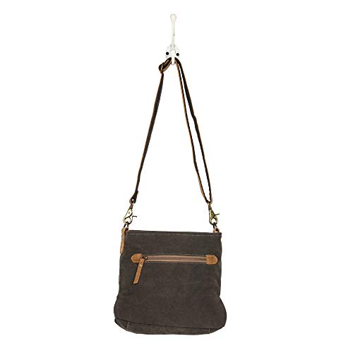 Myra Bag Azure Upcycled Canvas & Cowhide Leather Shoulder Bag S-1266
