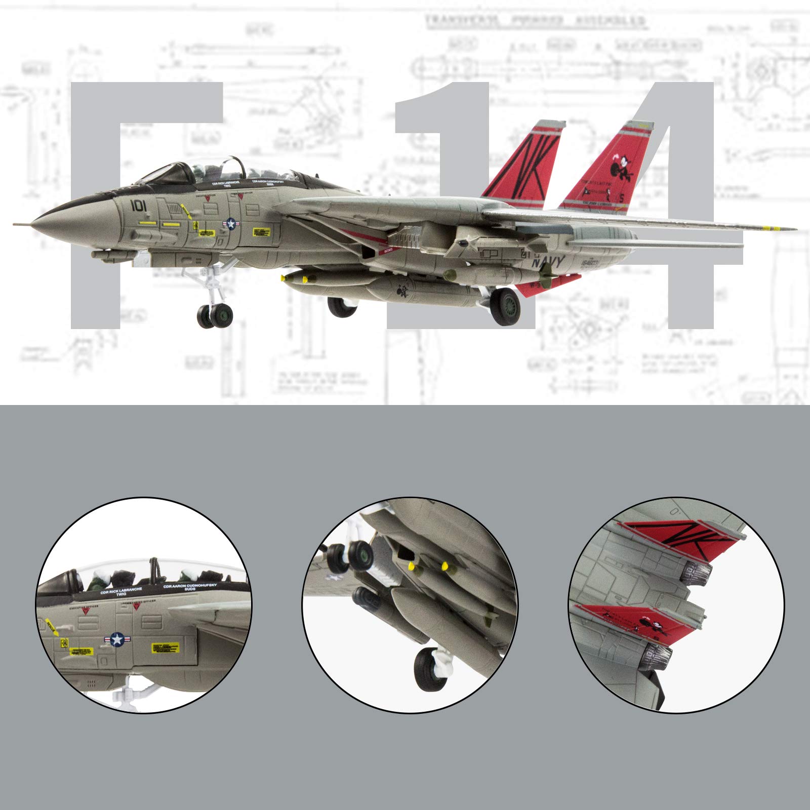 Lose Fun Park Diecast 1:100 F-14 Tomcat Fighter Attack Airplanes Military Display Model Aircraft for Collection or Gift