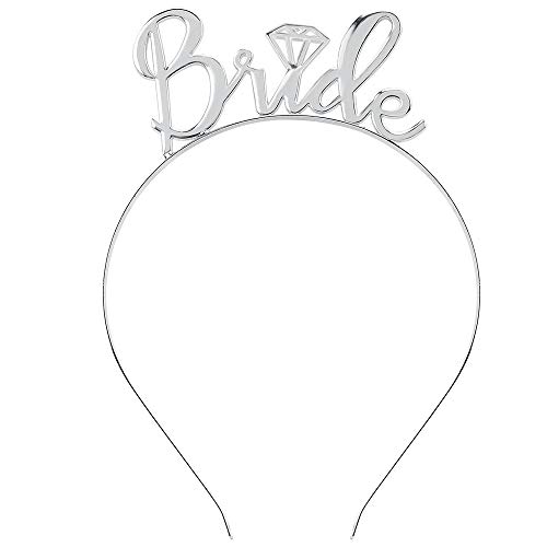 BAHABY Bride Headband Bride to Be Headpiece Bride Tiara Hair Decoration for Bridal Shower, Bachelorette Party, Wedding (Silver)…