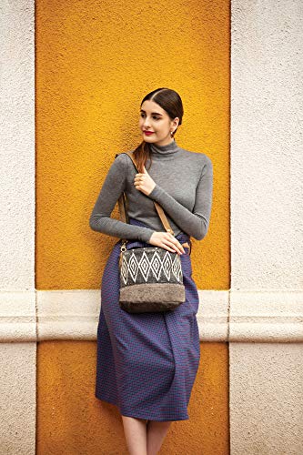Myra Bag Azure Upcycled Canvas & Cowhide Leather Shoulder Bag S-1266