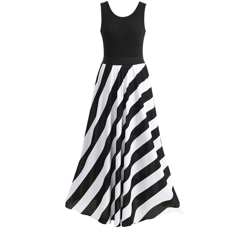 Casual Summer Dresses for Women 2023 Women's Casual Summer Sleeveless Mini Striped Pleated Dress Black