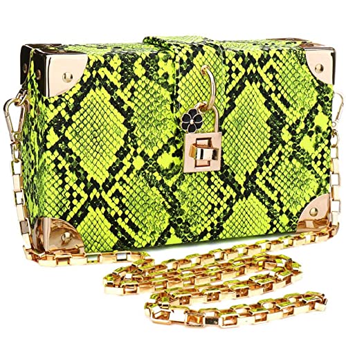 Tmore Womens Snakeskin Clutch Purses Handbag Ladies PU Leather Evening Crossbody Purse Shoulder Bags with Chain