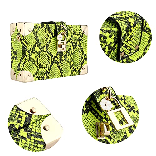 Tmore Womens Snakeskin Clutch Purses Handbag Ladies PU Leather Evening Crossbody Purse Shoulder Bags with Chain