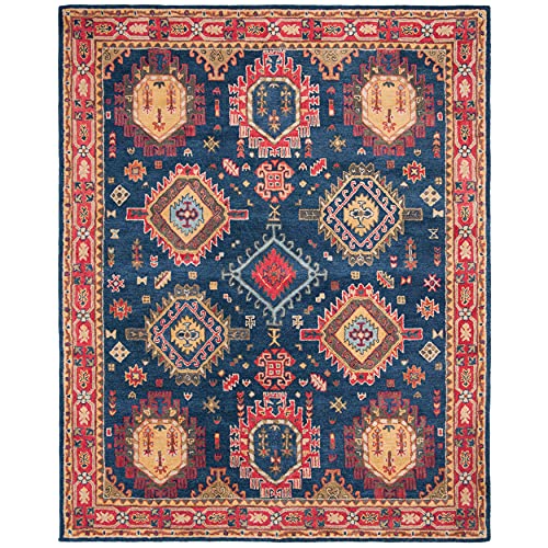 SAFAVIEH Heritage Collection 8' x 10' Navy / Red HG426N Handmade Traditional Oriental Premium Wool Area Rug