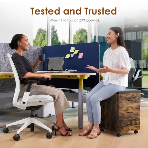 Soohow 3 Mobile Smart Lock Small Rolling Desk Unit Storage Drawers Black Filing Cabinet for Home Office Business, Brown