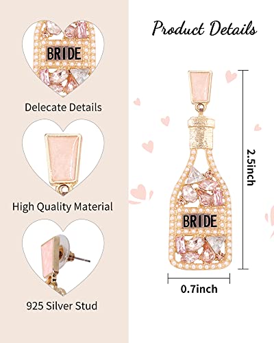 Bachelorette Earrings for Bride - With Delicate Beaded & Champagne Dangle Drop Earring For Woman Bachelorette Party Accessories Bridal Shower Gift for Bride to Be