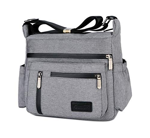 Wxnow Purses and Shoulder Handbags for Women Casual Travel Bag Messenger Cross Body Crossbody Bag Oxford Nylon Bags Purses Light Grey