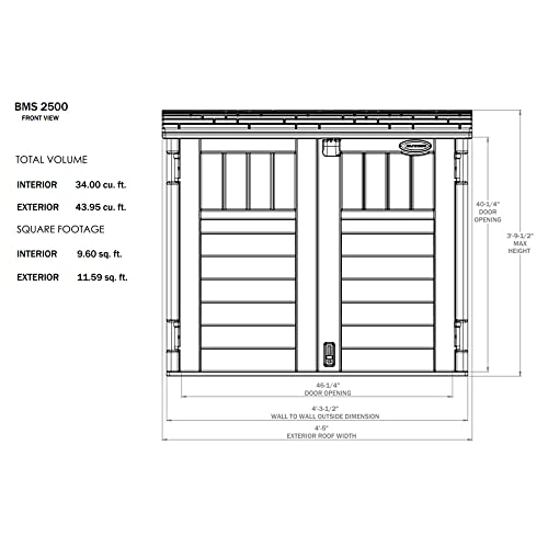 Suncast BMS2500 53 x 31.5 x 45.5 Horizontal 34 Cubic feet Resin Outdoor Storage Shed with Floor for Backyard, Garage, or Patio in Ivory (2 Pack)