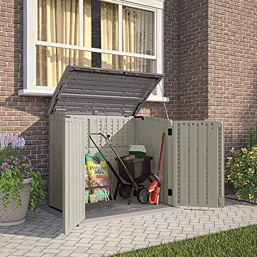 Suncast BMS2500 53 x 31.5 x 45.5 Horizontal 34 Cubic feet Resin Outdoor Storage Shed with Floor for Backyard, Garage, or Patio in Ivory (2 Pack)