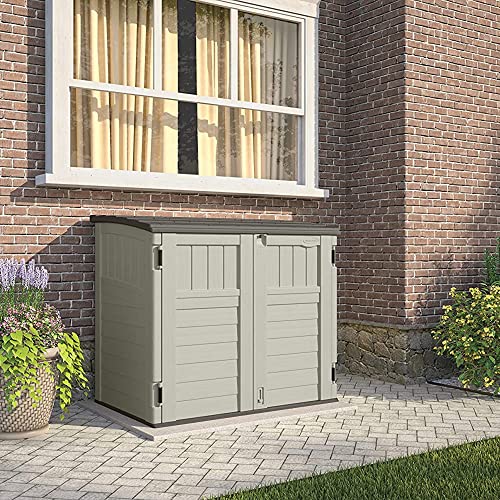 Suncast BMS2500 53 x 31.5 x 45.5 Horizontal 34 Cubic feet Resin Outdoor Storage Shed with Floor for Backyard, Garage, or Patio in Ivory (2 Pack)