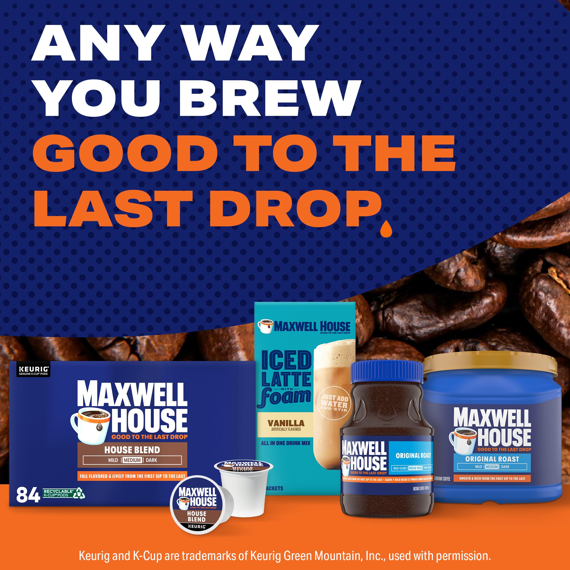 Maxwell House House Blend Medium Roast K-Cup Coffee Pods (84 Pods)