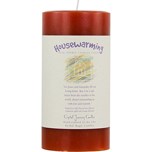 6" X 3" Crystal Journey Herbal Magic Reiki Charged Pillar Candle - House Warming