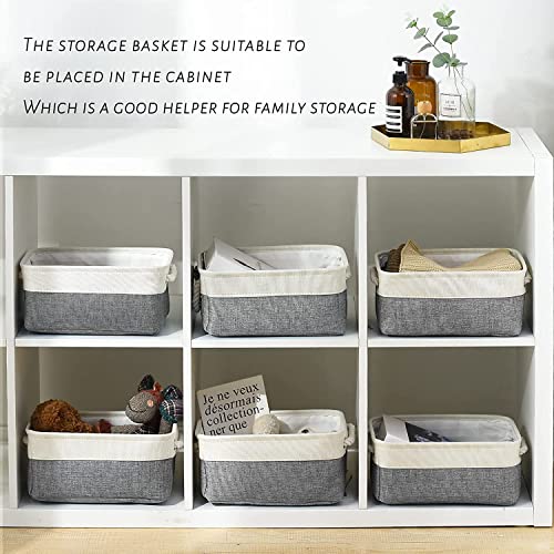 Sacyic Baskets Storage Bins 12x8x5 inch [6-Pack] Fabric Storage Baskets Cloth Baskets Empty Gift Baskets with Rope Handles Decorative Baskets for Organizing