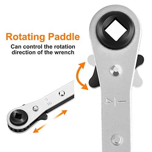 WADEO Ratchet Wrench Ratcheting Service Wrench 3/8” to 1/4” with Hex Bit Adapter for Air Conditioning, Refrigeration Equipment, Equipment Repair