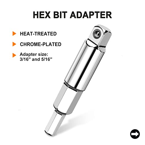 WADEO Ratchet Wrench Ratcheting Service Wrench 3/8” to 1/4” with Hex Bit Adapter for Air Conditioning, Refrigeration Equipment, Equipment Repair