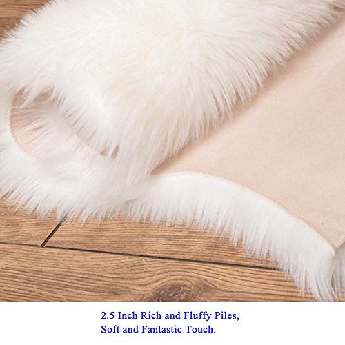 Dikoaina Classic Soft Faux Sheepskin Fur Rug White Fluffy Area Rug Shag Rug Carpets for Bedroom Living Room
