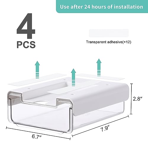 Citylife 4 Packs Self-Adhesive Under Desk Drawer Slide Out Organizers and Accessories for Office, Classroom, Home
