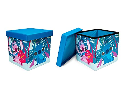 Disney Lilo & Stitch Characters Stitch and Angel 15-Inch Storage Bin Cube Organizers with Lids, Set of 2 | Fabric Basket Container, Cubby Cube Closet Organizer | Toys, Gifts And Collectibles