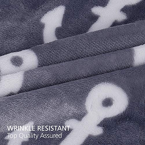 Soft Warm Anchor Plush Throw Blanket for Couch – Comfortable Lightweight Fleece Travel Blanket Nautical Decor 50” x 60”