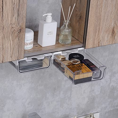 Citylife 4 Packs Self-Adhesive Under Desk Drawer Slide Out Organizers and Accessories for Office, Classroom, Home