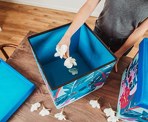Disney Lilo & Stitch Characters Stitch and Angel 15-Inch Storage Bin Cube Organizers with Lids, Set of 2 | Fabric Basket Container, Cubby Cube Closet Organizer | Toys, Gifts And Collectibles