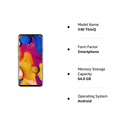 LG V40 ThinQ - 6.4In Screen - 64GB - Verizon - Black (Renewed)