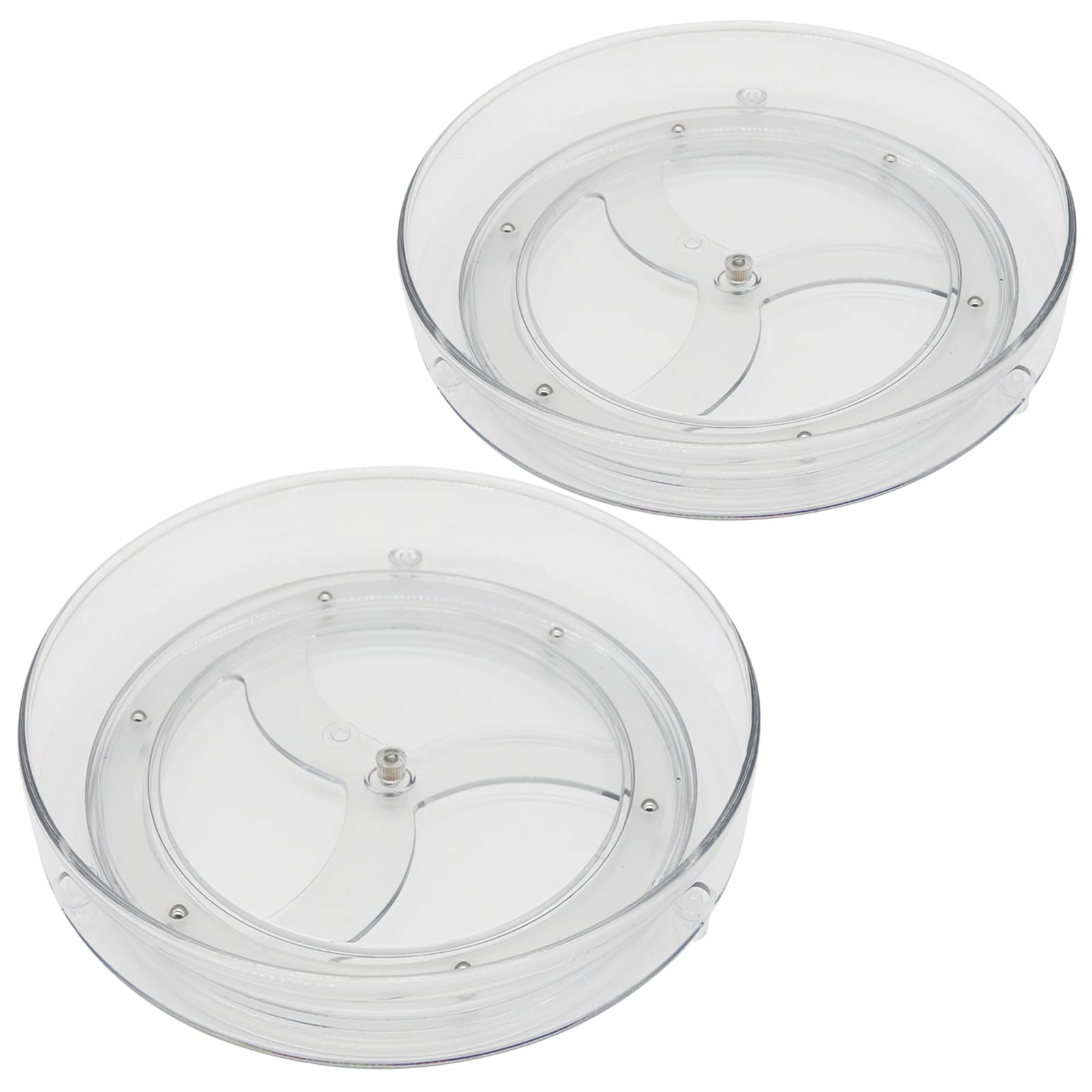 Lazy Susan Turntable Storage Organizer 2 Pcs，Kitchen Spice Rack，Rotation Clear Cupboard Turntable,Dressing Table Storage Rack,Use for Kitchen Dining Room Cabinet Refrigerator Bathroom and Powder Room