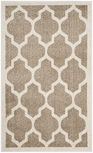 SAFAVIEH Amherst Collection 2'6" x 4' Wheat / Beige AMT420S Moroccan Trellis Non-Shedding Living Room Bedroom Accent Rug