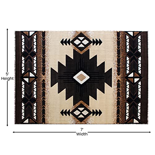 South West Native American Area Rug 5 Feet X 7 Feet Berber Design C318