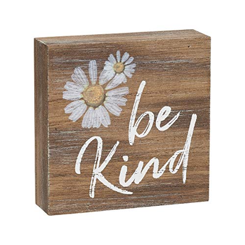 'Be Kind' Inspirational Wood Grain Mini Block Sign, 3.5"
