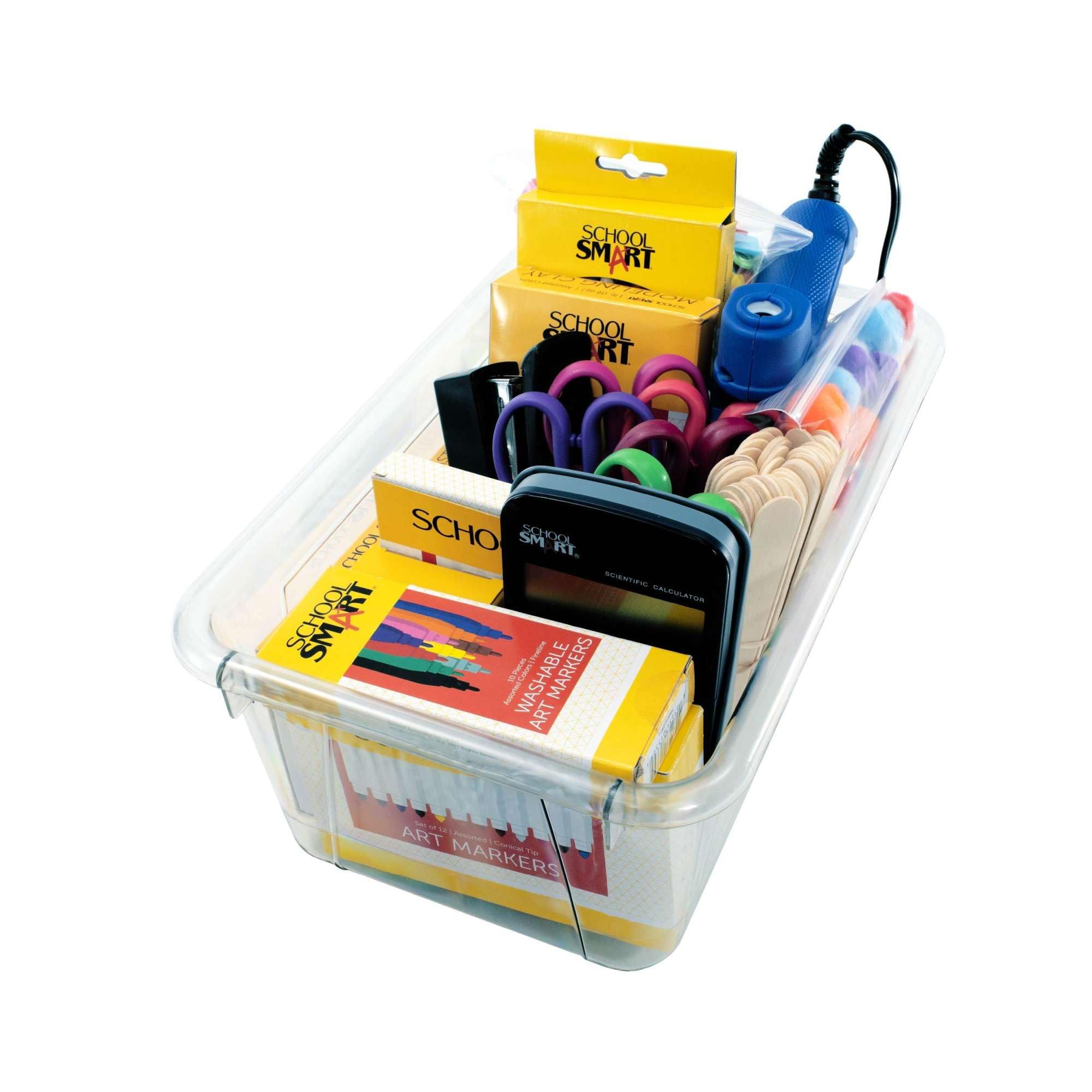 School Smart Tote Tray, 12 x 8 x 5 Inches, Translucent