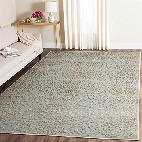 SAFAVIEH Paradise Collection 2'7" x 4' Stone / Aqua PAR84 Animal Print Viscose Accent Rug