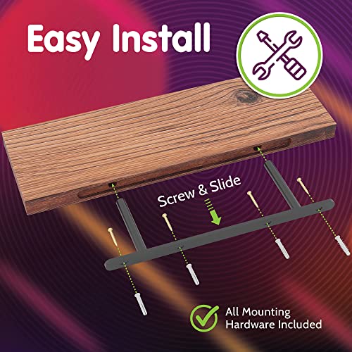 JAWU Floating Shelves Wood 3 Pack - 17 x 5.5in | Wood Shelf Wall | Rustic Floating Shelf Wall Shelf | Wooden Floating Shelves Wall Display Shelf | Rustic Floating Shelves for Wall | Wooden Shelves |