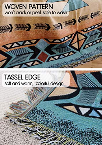 WarmTide Geometric Soft Southwestern Throw Blankets with Tassels Cozy Cotton Woven Aztec Knitted Bed Couch Throws Sofa Chair Towel Multi-Function for Home Decor Office Travel