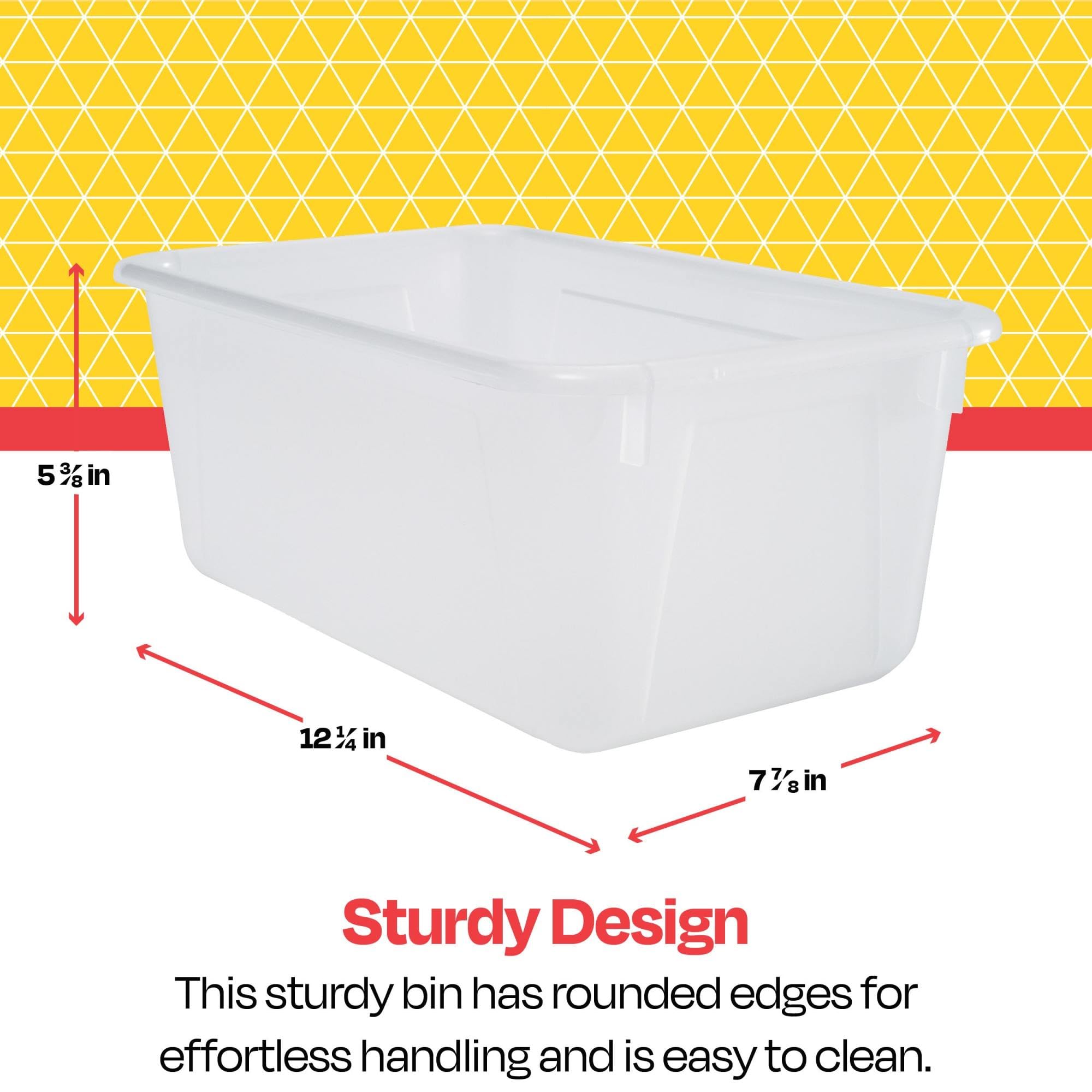 School Smart Tote Tray, 12 x 8 x 5 Inches, Translucent