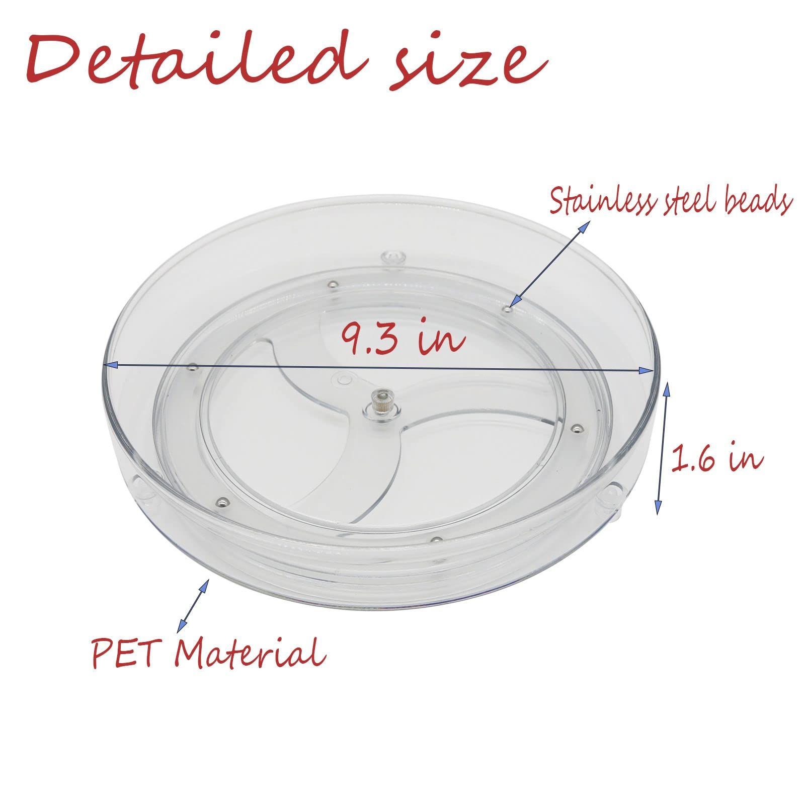 Lazy Susan Turntable Storage Organizer 2 Pcs,Kitchen Spice Rack,Rotation Clear Cupboard Turntable,Dressing Table Storage Rack,Use for Kitchen Dining Room Cabinet Refrigerator Bathroom and Powder Room