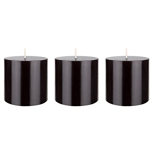 Mega Candles 3 pcs Unscented Black Round Pillar Candle, Hand Poured Premium Wax Candles 3 Inch x 3 Inch, Home Décor, Wedding Receptions, Baby Showers, Birthdays, Celebrations, Party Favors & More