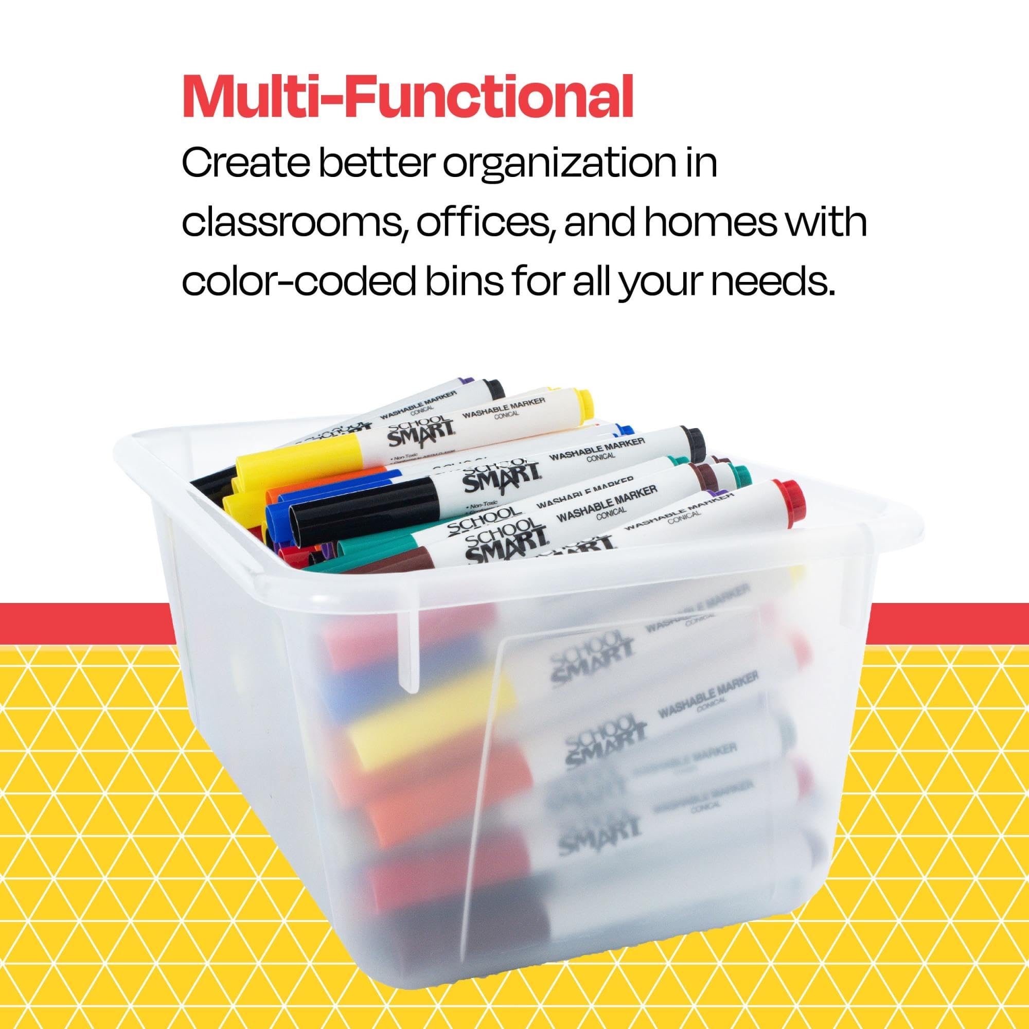 School Smart Tote Tray, 12 x 8 x 5 Inches, Translucent