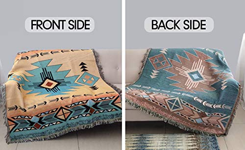 WarmTide Geometric Soft Southwestern Throw Blankets with Tassels Cozy Cotton Woven Aztec Knitted Bed Couch Throws Sofa Chair Towel Multi-Function for Home Decor Office Travel