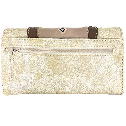 Zelris Turquoise Stone Concho Peacock Feather Women Conceal Carry Tote Purse Set (Beige)
