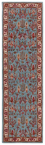 SAFAVIEH Heritage Collection 2'6" x 6' Blue/Ivory HG735A Handmade Traditional Oriental Premium Wool Runner Rug