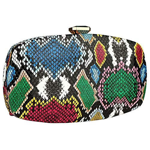 Gets Multicolor Snakeskin Purse for Women Box Evening Bag Green Snakeskin Clutch Handbag Party Wedding (Green)