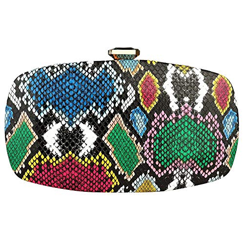 Gets Multicolor Snakeskin Purse for Women Box Evening Bag Green Snakeskin Clutch Handbag Party Wedding (Green)