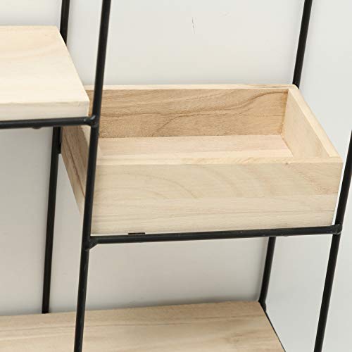 Modernist Industrial Chic Floating Box Shelf Unit, Wall Mounted, Black Iron, Includes 2 Flat Shelves, 1 Bin, Clear Finished, Solid Wood, Black Iron, 4.25 L x 12.25 W x 13.75 H Inches