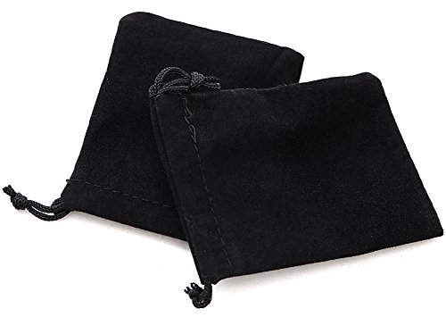 Mini Skater 50pcs Jewelry Velvet Cloth Pouch Black Drawstring Small Bags for Dice 2.75'' x 3.5''
