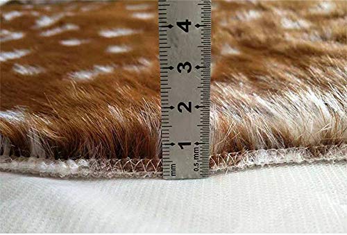 Faux Sika Deer Print Hide Rug Faux Fur Cowhide Area Rug Animals Mat Carpet for Home (3.4ftX2.9ft)