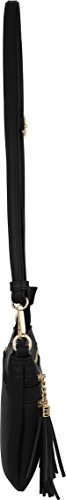 B BRENTANO Vegan Mini Multi-Zipper Crossbody Handbag Purse with Tassel Accents (Black.)