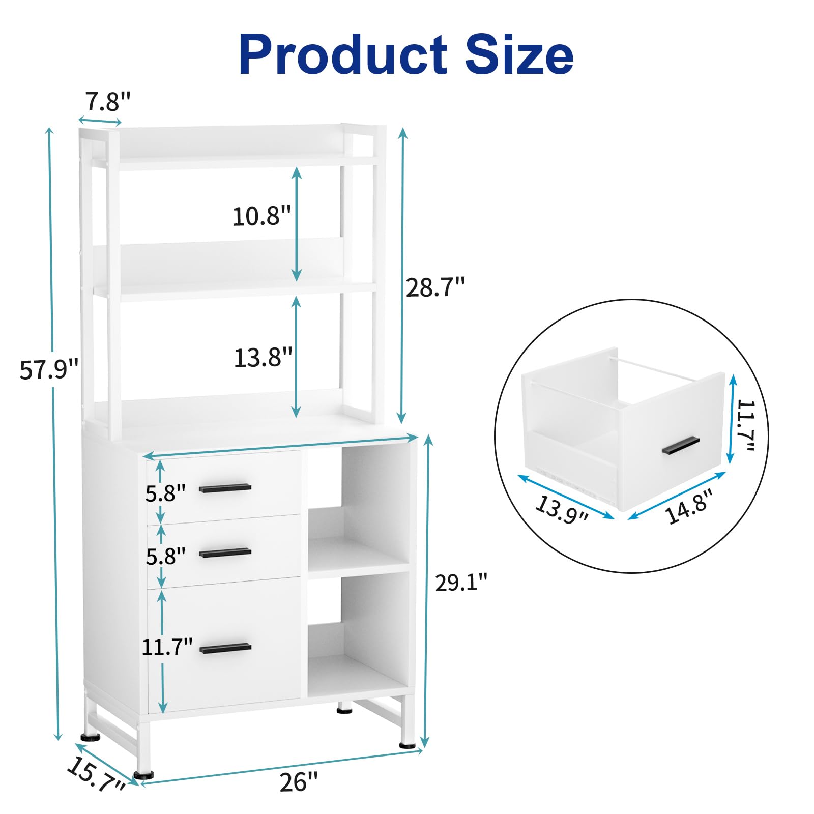 Pipleo 3-Drawer File Cabinet, Vertical Filing Cabinets for Home Office Organization, Stylish Office Shelves and Bookshelf with Drawers - A4 and Letter Size Compatible (White)