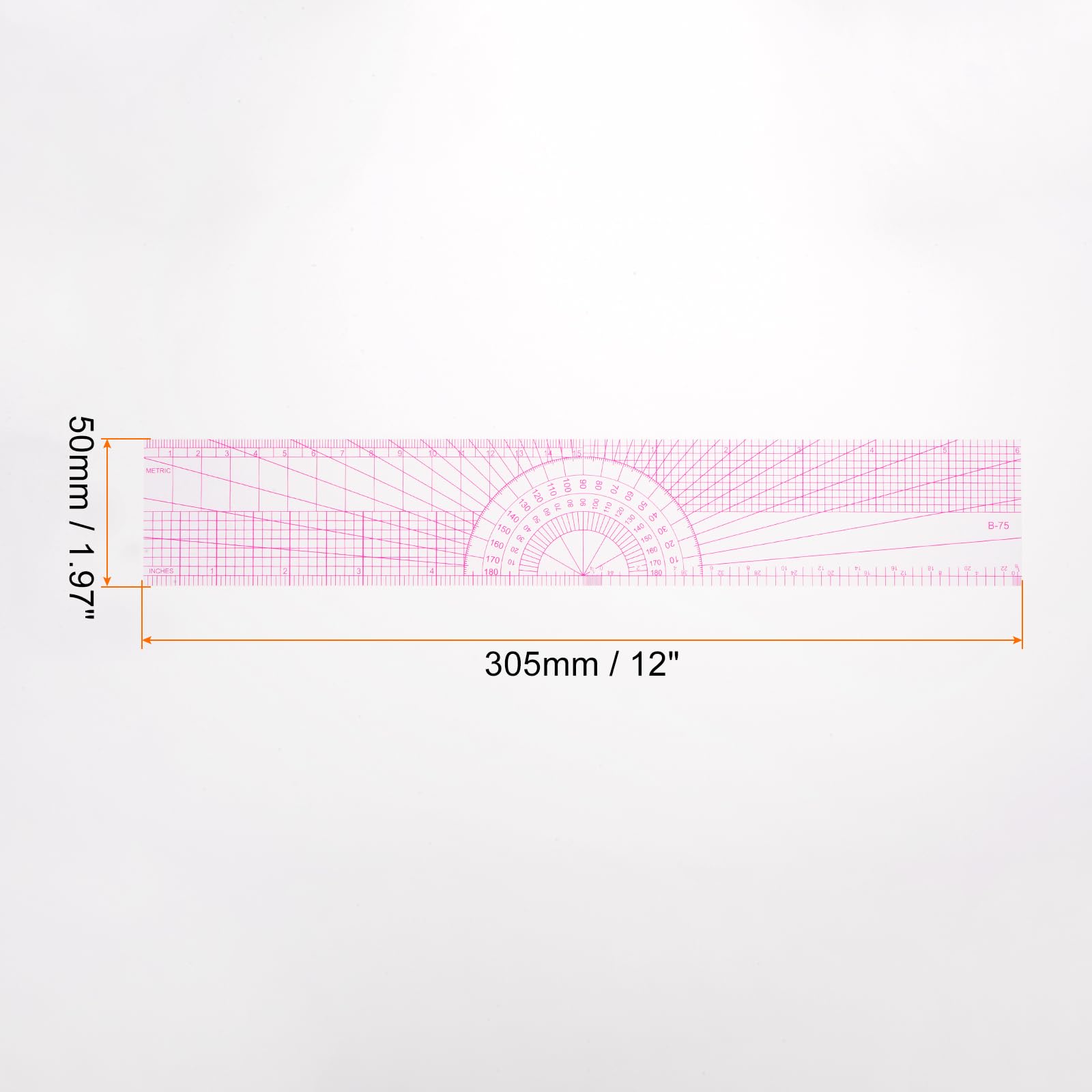 HARFINGTON Styling Sewing French Curve Ruler, 30.5x5cm Dress Makers Ruler Clear Sewing Tailors Pattern Making Ruler for Fashion Design and Guides for Fabric