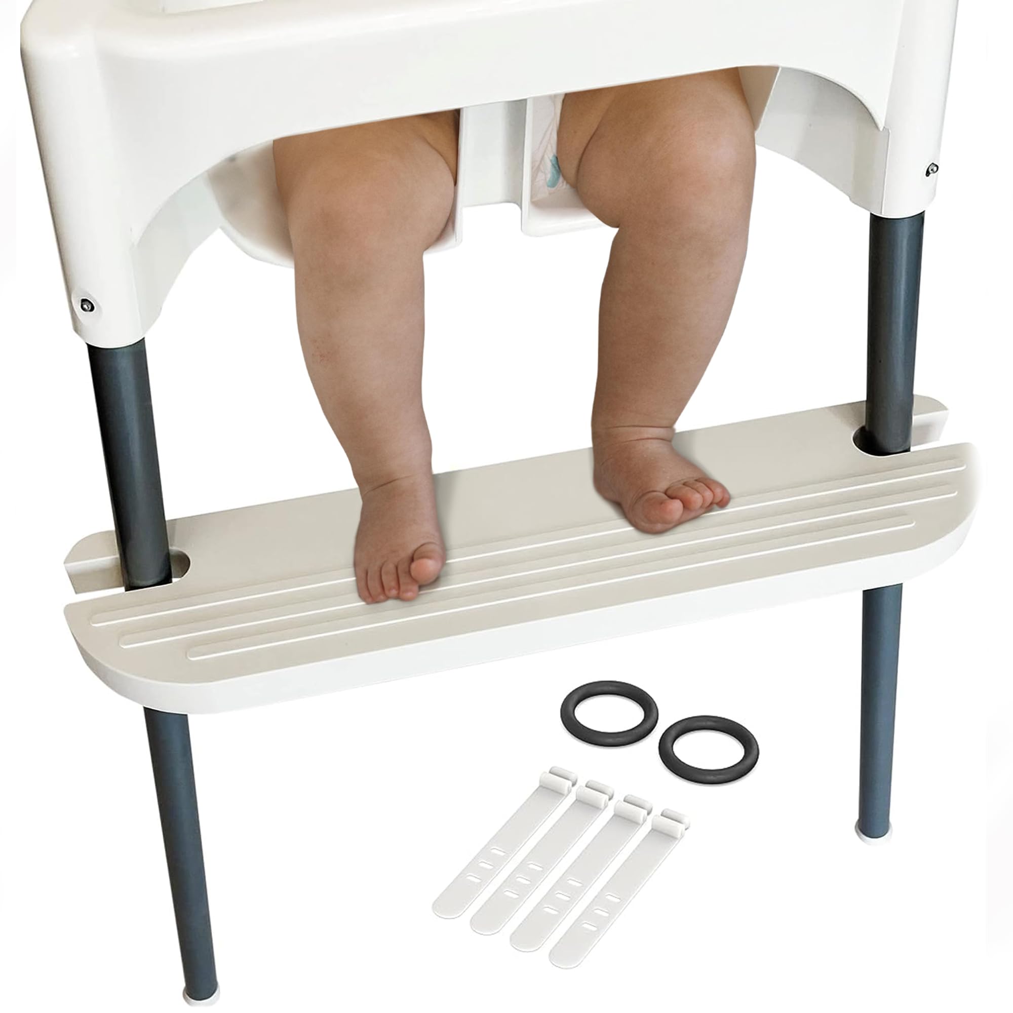 White IKEA High Chair Foot Rest, Compatible with Antilop Chairs | Adjustable, Reversible & Non-Slip Foot Rest for IKEA Chair - Made with Durable Polypropylene - (19.75 x 4.75 x 1” inches)